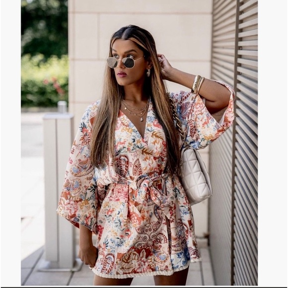 Zara | Kimonos & Yukatas | Nwot Zara Patchwork Print Linen Blend Kimono ...